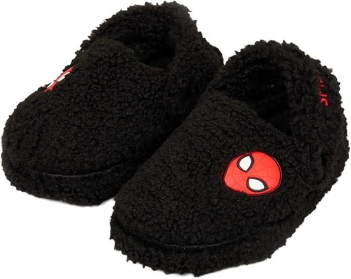 Boys Marvel Spiderman Borg Slippers Officially Licensed with Plush Fle ...