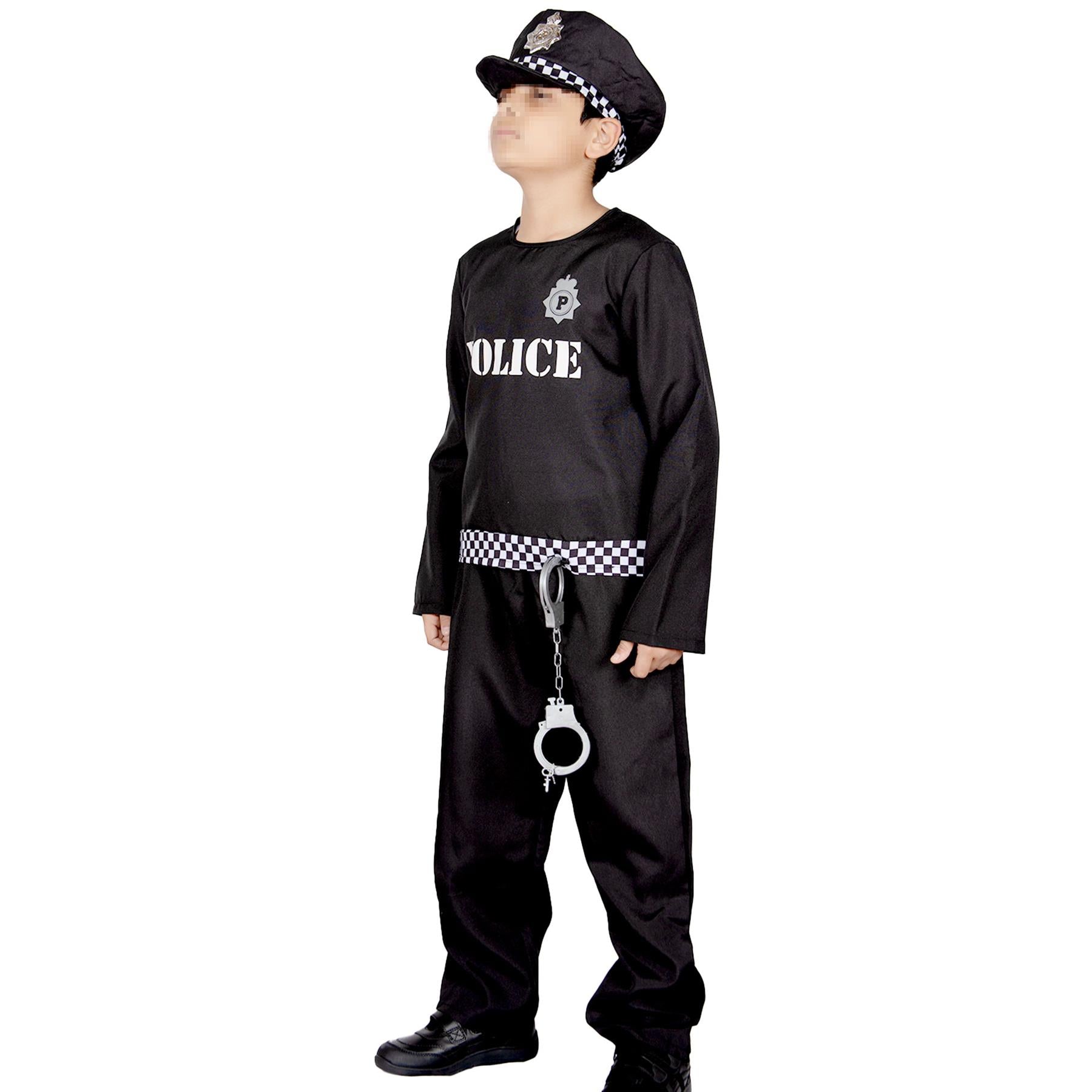 Boys Police Costume 4 Pcs Police Officer Uniform Kids Fancy Dress Cop ...