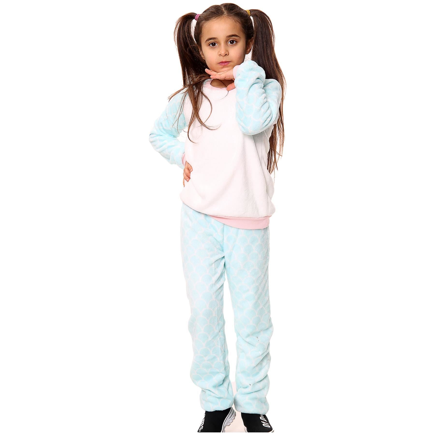 Kids Mermaid Print Sleeve Pyjamas Sleepsuit Costume For Girls Age 5-13 ...